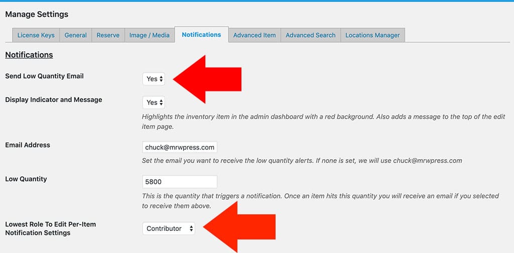 Add-On: Notifications - WP Inventory Manager